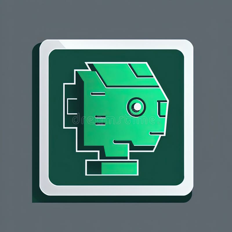 Robot Icon Illustration on Green. Generative AI Stock Illustration ...