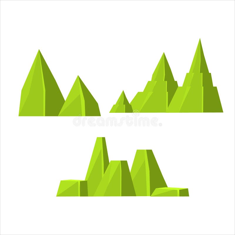 Green Rock Elements Set stock vector. Illustration of pieces - 69852226