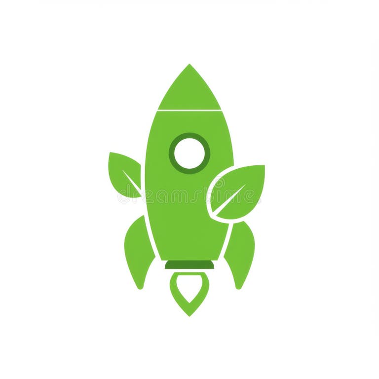 Green Rocket with Leaves: Eco Friendly Innovation Stock Illustration ...
