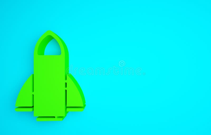 Green Rocket Ship Icon Isolated on Blue Background. Space Travel ...