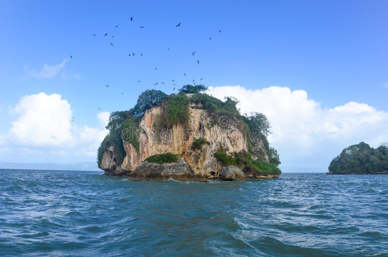 Green Rocky Island Surrounded by Sea Stock Photo - Image of palawan ...
