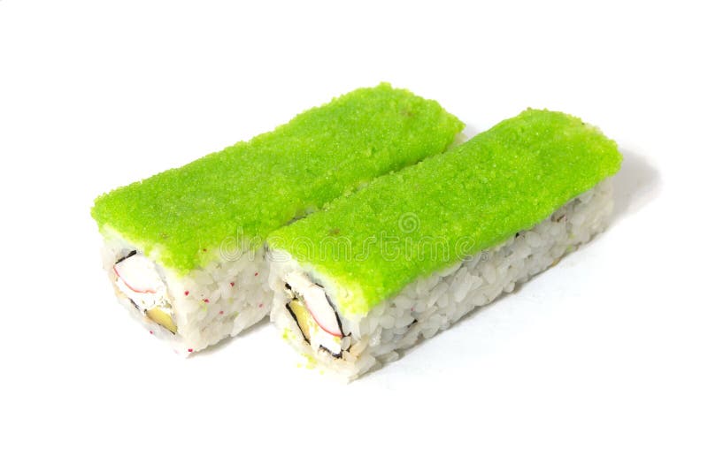 Green Roll with Crab and Avocado Isolated Overwhite Stock Image - Image ...