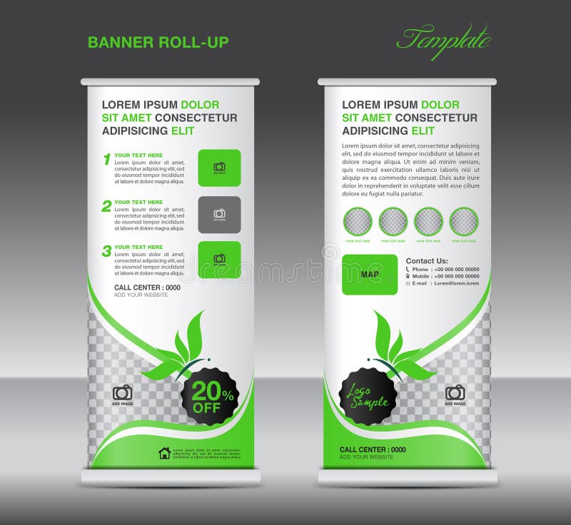 Green Roll Up Banner Template Vector, Roll Up Stand, Banner Stock ...