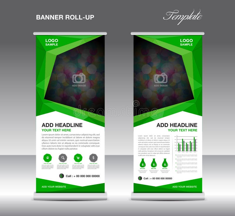 Green Roll Up Banner Template Vector, Roll Up Stand, Banner Stock ...
