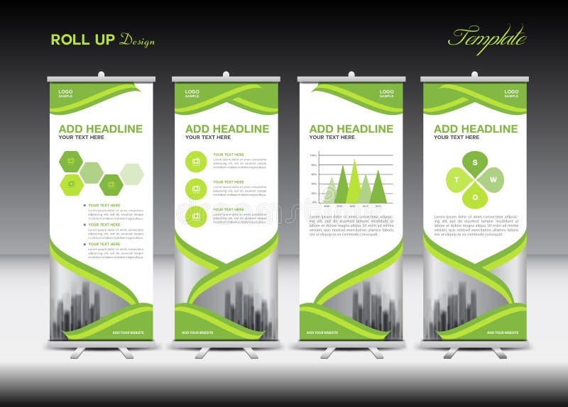 Green Roll Up Banner Template Vector, Roll Up Stand, Banner Stock ...