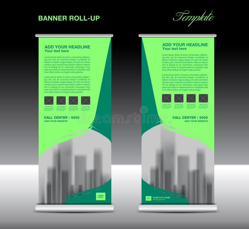 Green Roll Up Banner Template Vector, Flyer, Advertisement Stock Vector ...