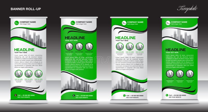 Green Roll Up Banner Template Vector Illustration Stock Vector ...