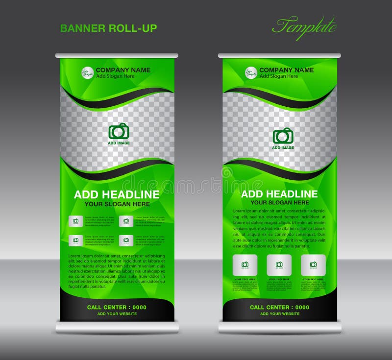 Green Roll Up Banner Template Vector, Roll Up Stand, Banner Stock ...