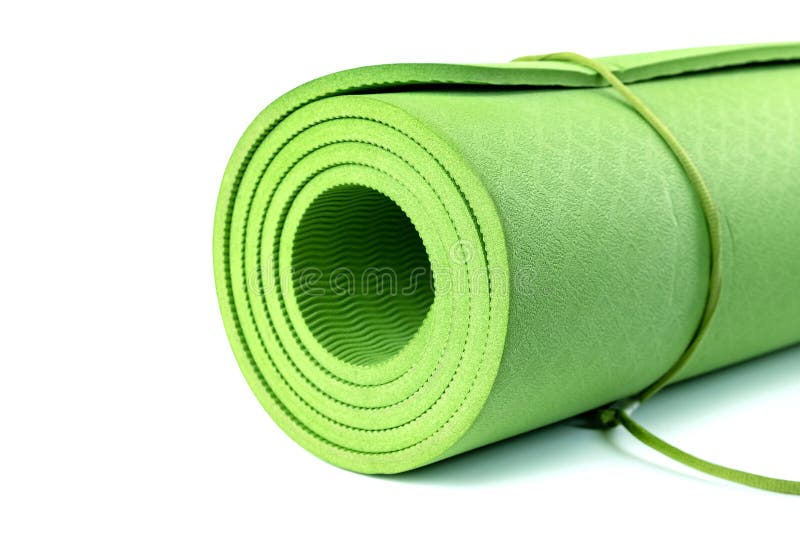 Green Rolled Sleeping Mat Isolated on White Background Stock Image ...