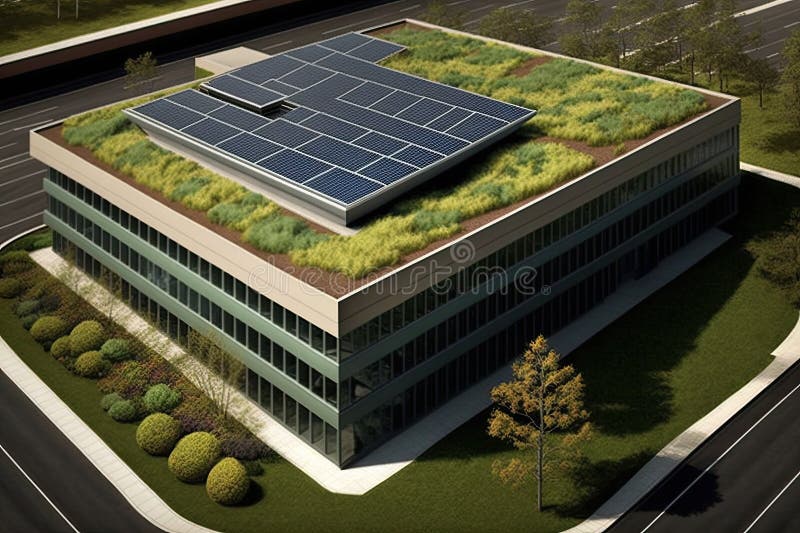 Green Roof and Solar Panels Atop Office Building Stock Illustration ... Green Roof and Solar Panels Atop Office Building Stock Illustration ...
