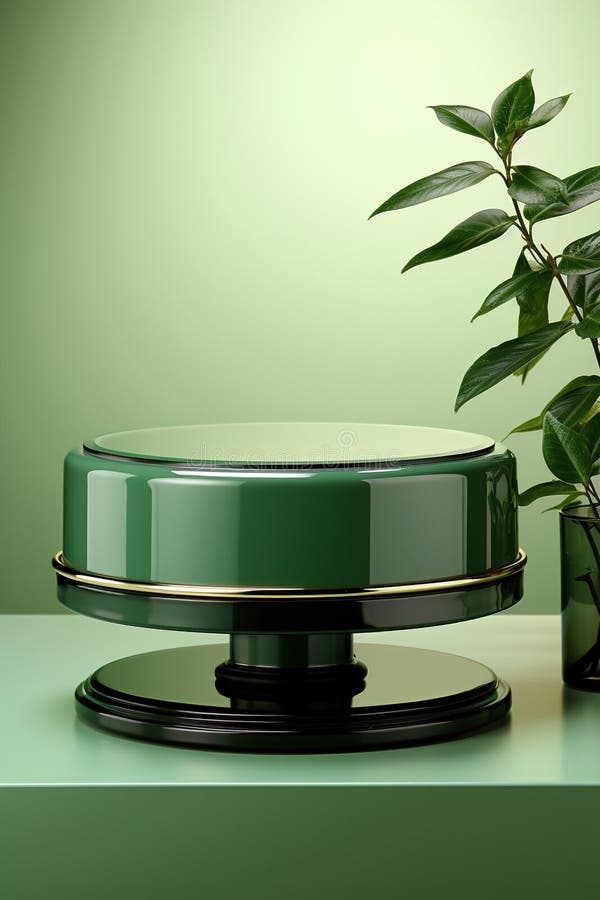 Green Room with Green Product Display Podium for Natural Product ...