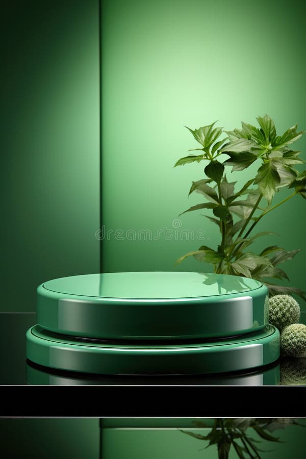 Green Room with Green Product Display Podium for Natural Product ...