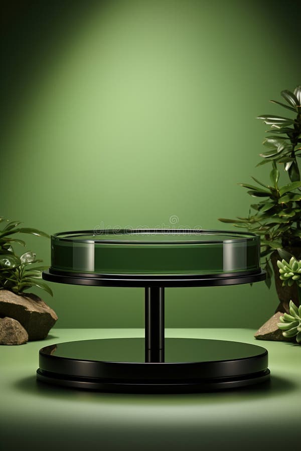 Green Room with Green Product Display Podium for Natural Product ...