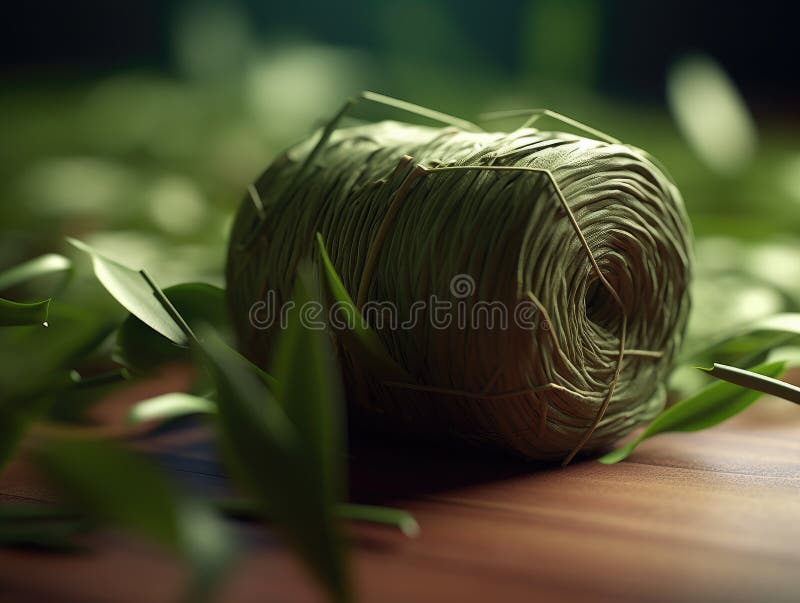 Green Rope or String on Top of Some Leaves. the Leaves are Placed in ...
