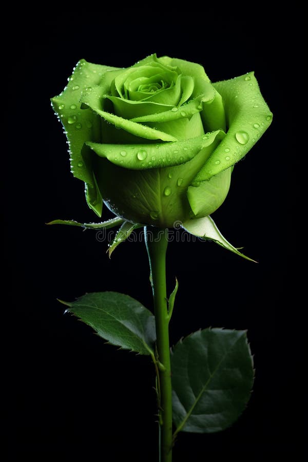 Green Rose Isolated on Black Stock Image - Image of gift, floral: 341765799