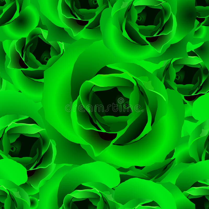 Green Roses Vector Seamless Pattern Stock Vector - Illustration of life ...