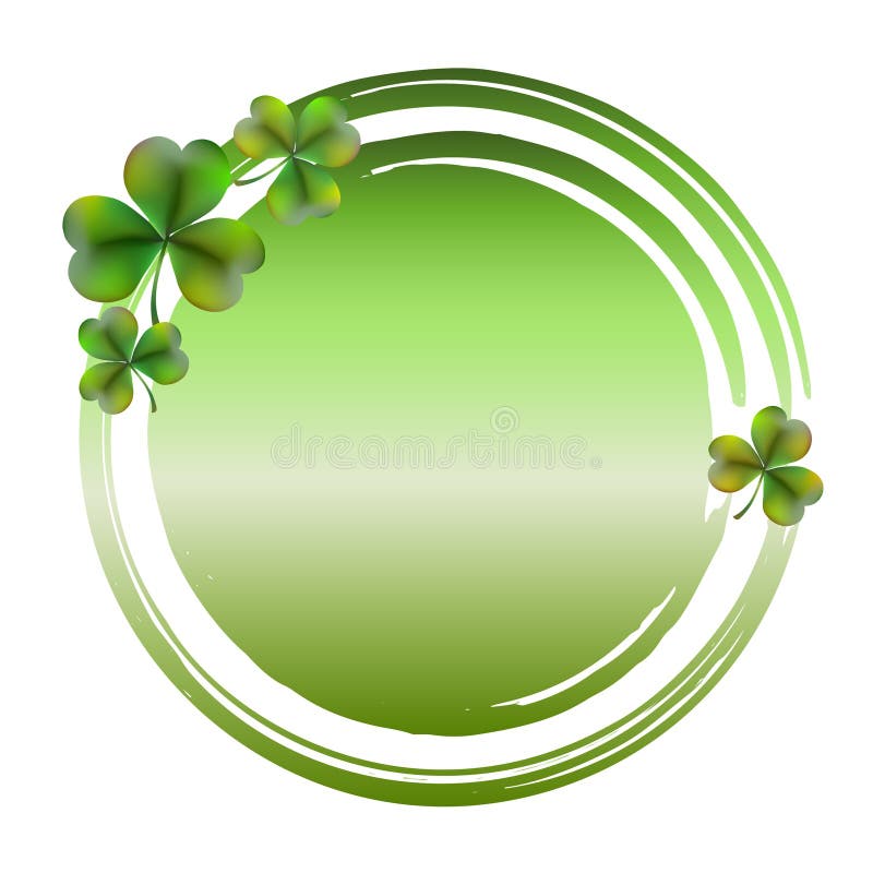 Green Round Banner with Clover Leaves and Space for Text. Element for ...
