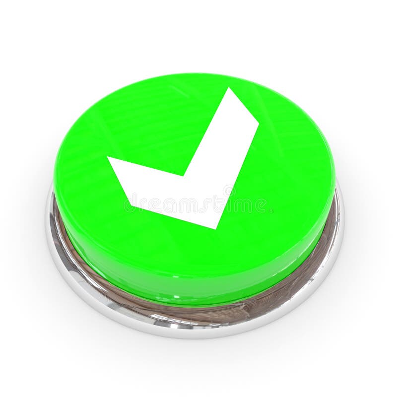 Green Round Button with White Tick Sign. Stock Illustration ...