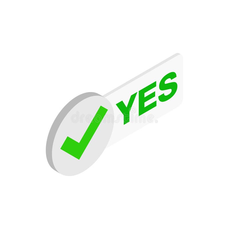 Green Round Button YES Icon, Isometric 3d Style Stock Vector ...