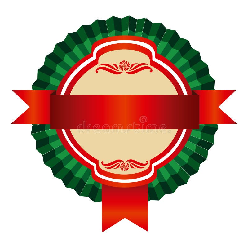 Green Round Emblem with Ribbon Icon Stock Illustration - Illustration ...