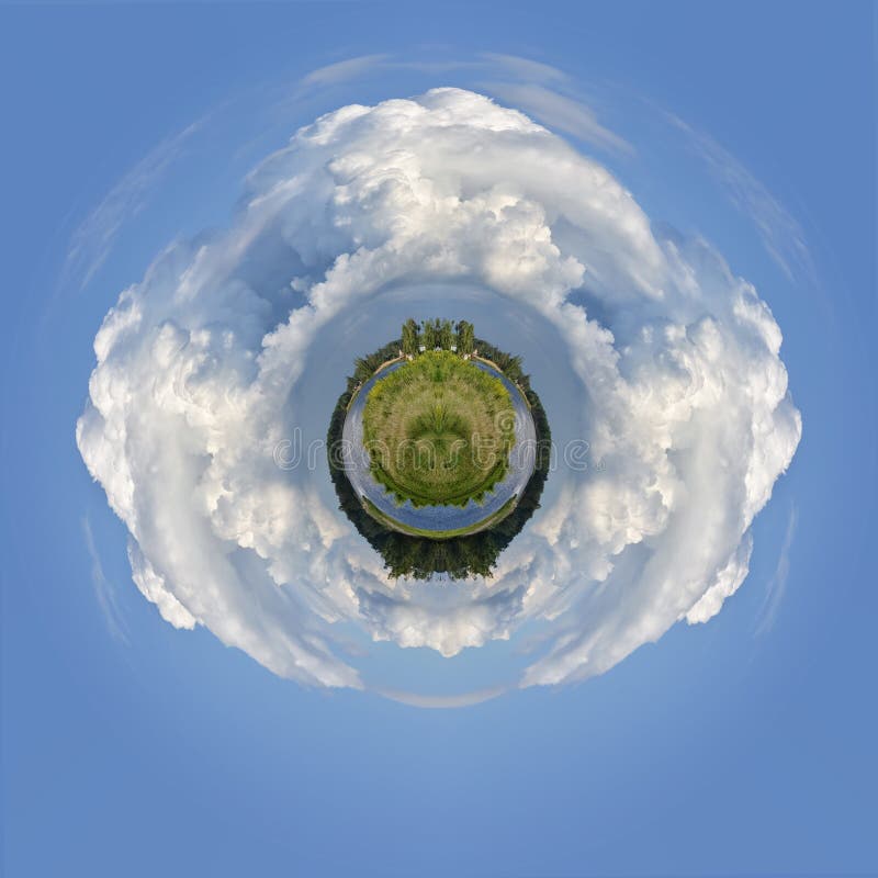 Green Round Planet Surrounded by Rain Clouds Stock Photo - Image of ...