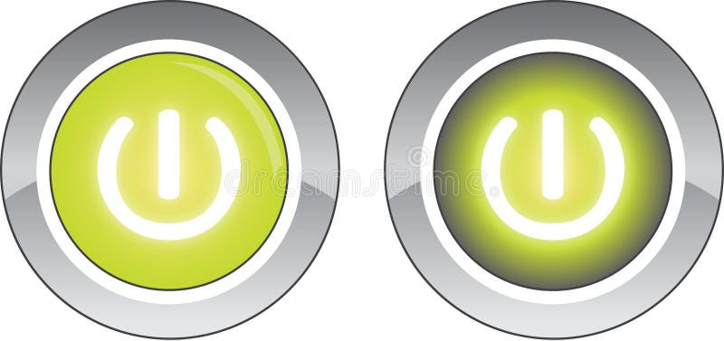 Green Round Power Button And Pushed Button Stock Illustration ...