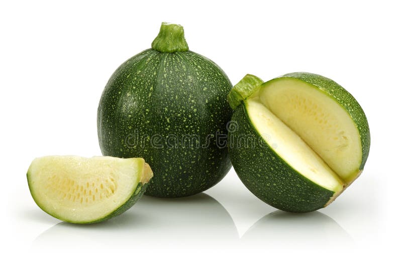 Green Round Zucchini and Slices Stock Photo - Image of harvest ...