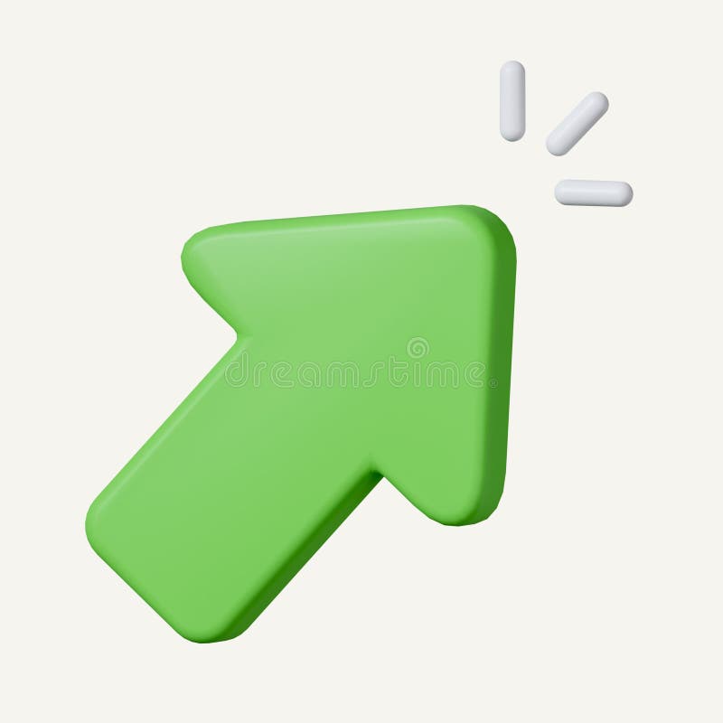 Green Rounded Arrow Mouse Cursor Pointer Symbol User Interface Theme 3d ...