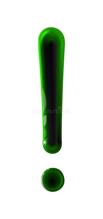 Green Rounded Plastic Glossy Realistic Exclamation Mark Icon, Isolated ...