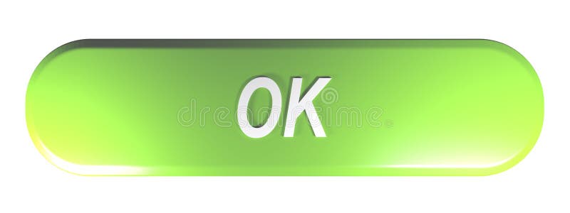 Green Rounded Rectangle Push Button OK - 3D Rendering Stock ...