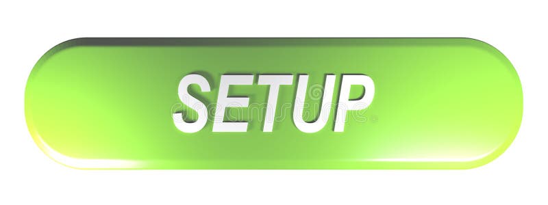 Green Rounded Rectangle Push Button SETUP - 3D Rendering Illustration ...