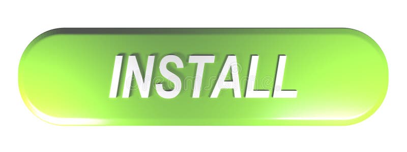 Green Rounded Rectangle Push Button INSTALL - 3D Rendering Stock ...