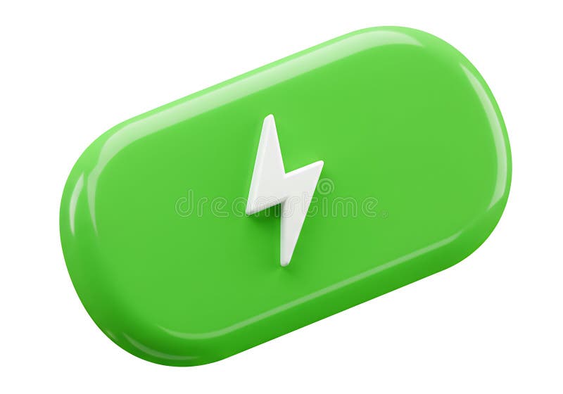 3D Green Charging Symbol with Lightning Bolt Stock Illustration ...