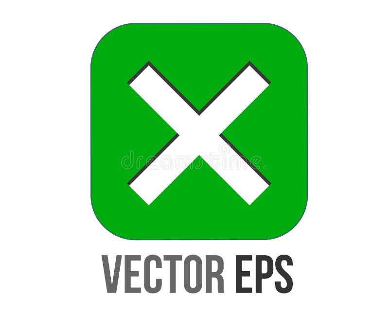 Green Rounded Square Cross Wrong Mark Button Flat Icon Stock ...