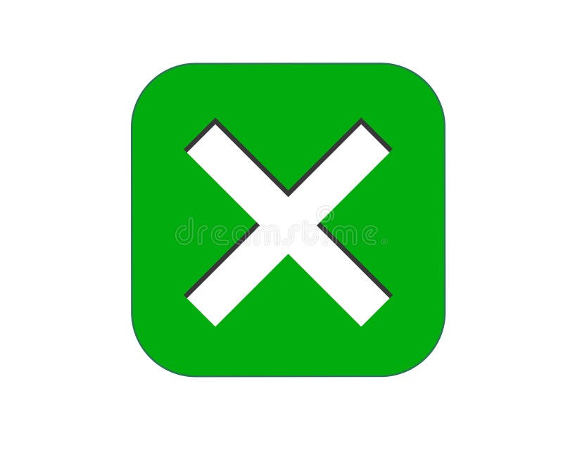 Green Rounded Square Cross Wrong Mark Button Flat Icon Stock ...