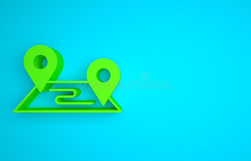 Green Route Location Icon Isolated on Blue Background. Map Pointer Sign ...