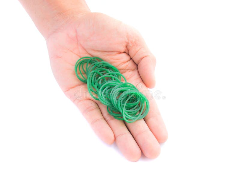 Green Rubber Bands and Hand Stock Photo - Image of horizontal, life ...