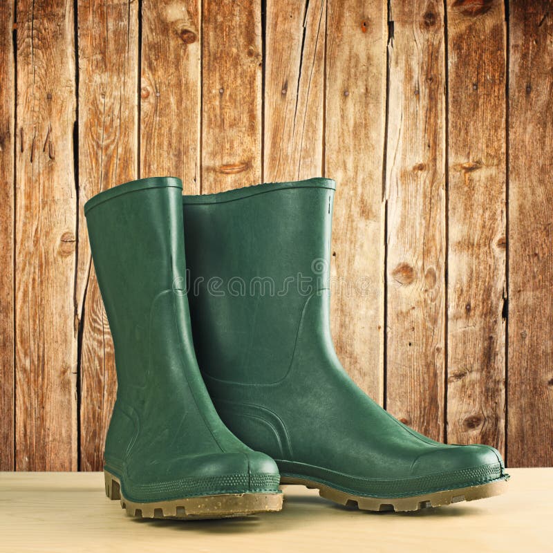 Green Rubber Boots for Garden Work Stock Photo - Image of safety ...