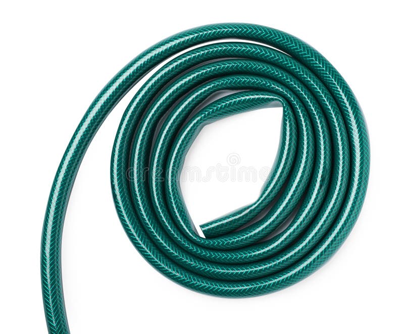 Green Rubber Watering Hose Isolated on White, Top View Stock Photo ...