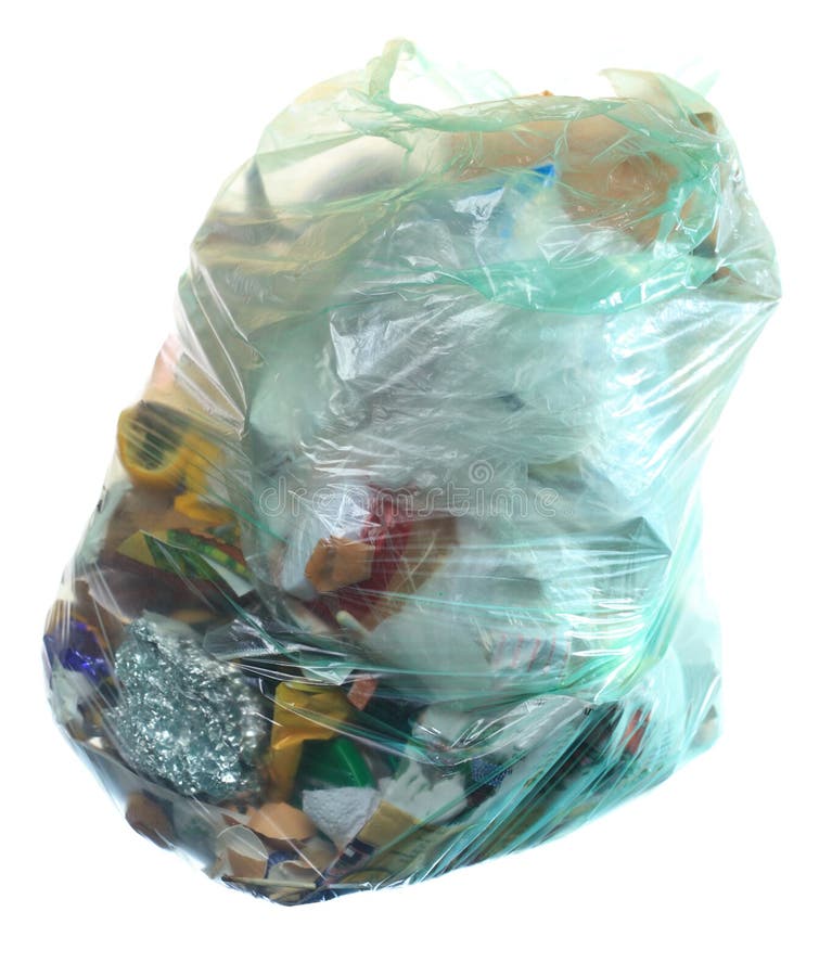 Green Rubbish Bag with Garbage Stock Image - Image of object, recycle ...
