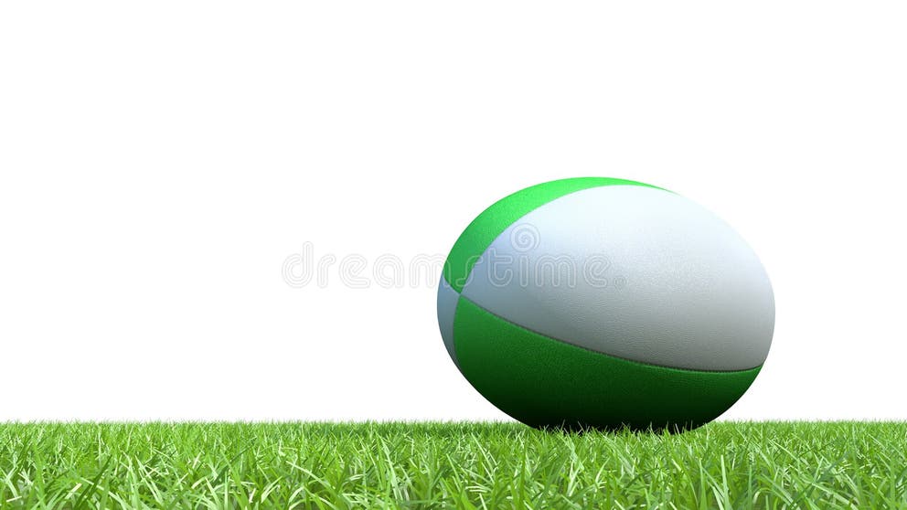 Green Rugby Ball on Grass V03 Stock Illustration - Illustration of ...