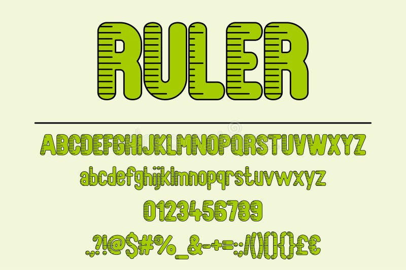 Green Ruler Color Font Set stock vector. Illustration of school - 315234239