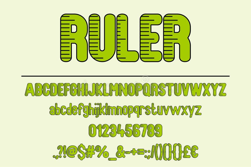 Green Ruler Color Font Set stock vector. Illustration of school - 315234239