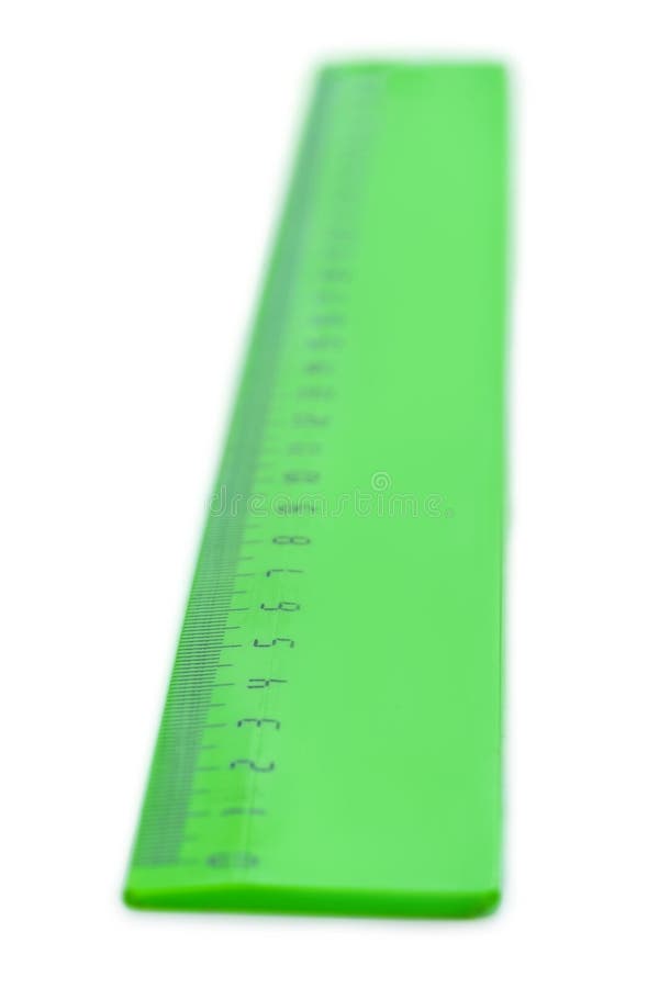Green Ruler Isolated on White Background. Stock Image - Image of ...