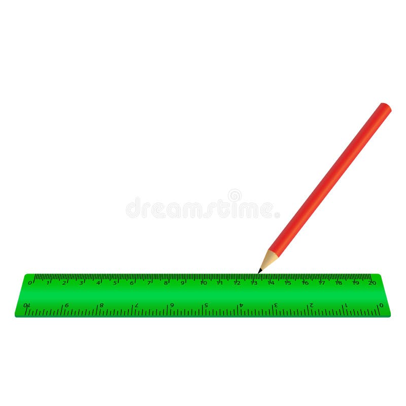 Green Ruler of Red Pencil Isolated Stock Photo - Image of creative ...