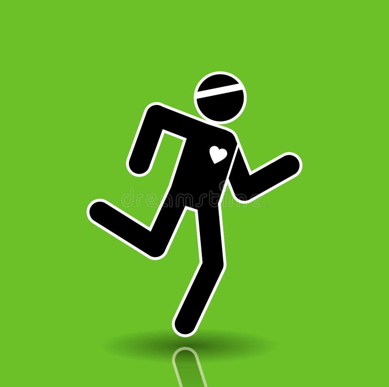 Green running stock illustration. Illustration of exercising - 53663415
