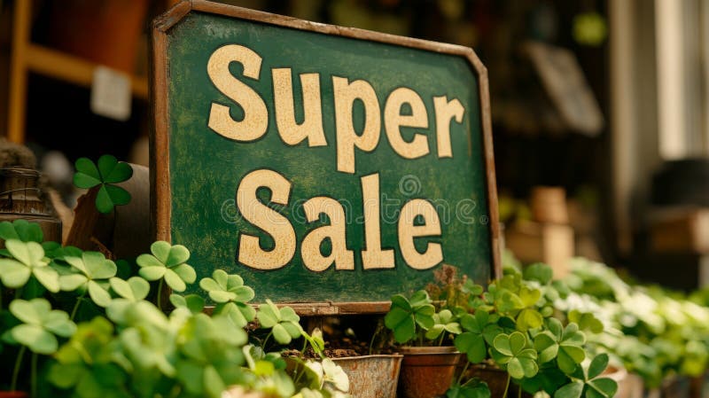 Green Rusty Super Sale Sign with Shamrocks Stock Illustration ...