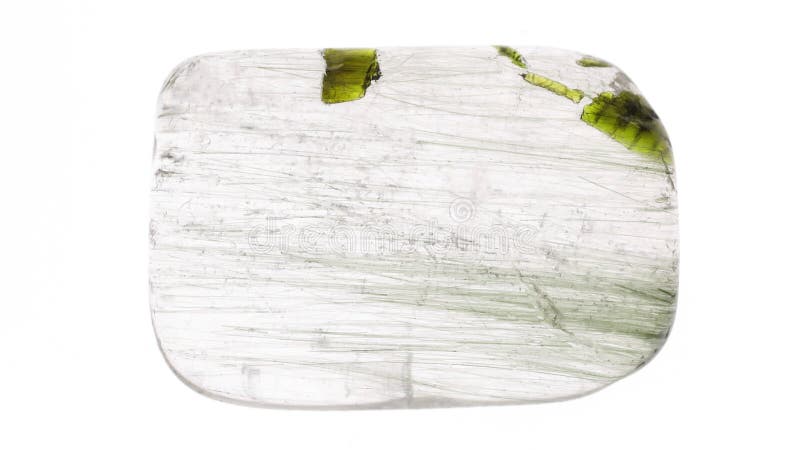 Green Rutilated Jewel Stone Texture on White Light Isolated Background ...