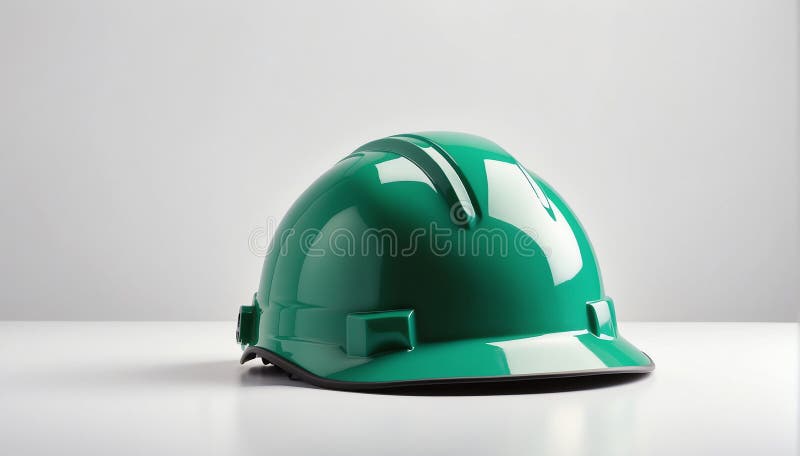 Green Safety Helmet on Plain White Background with Ai Generated Stock ...