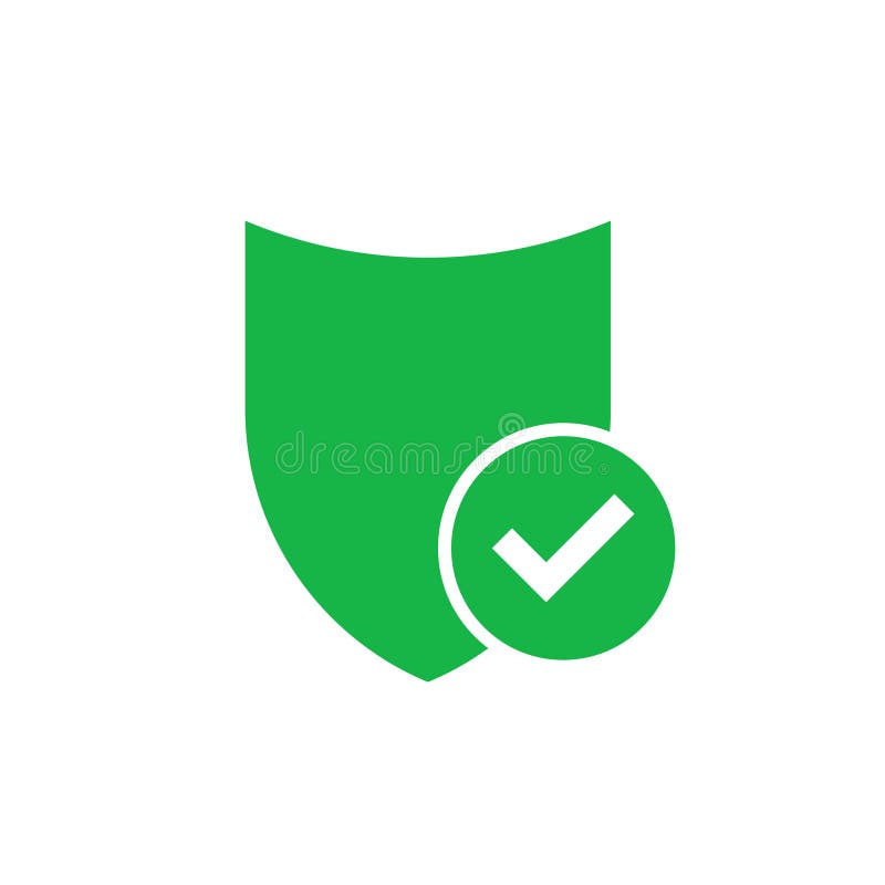 Green Safety Shield With Check Mark Icon Stock Illustration